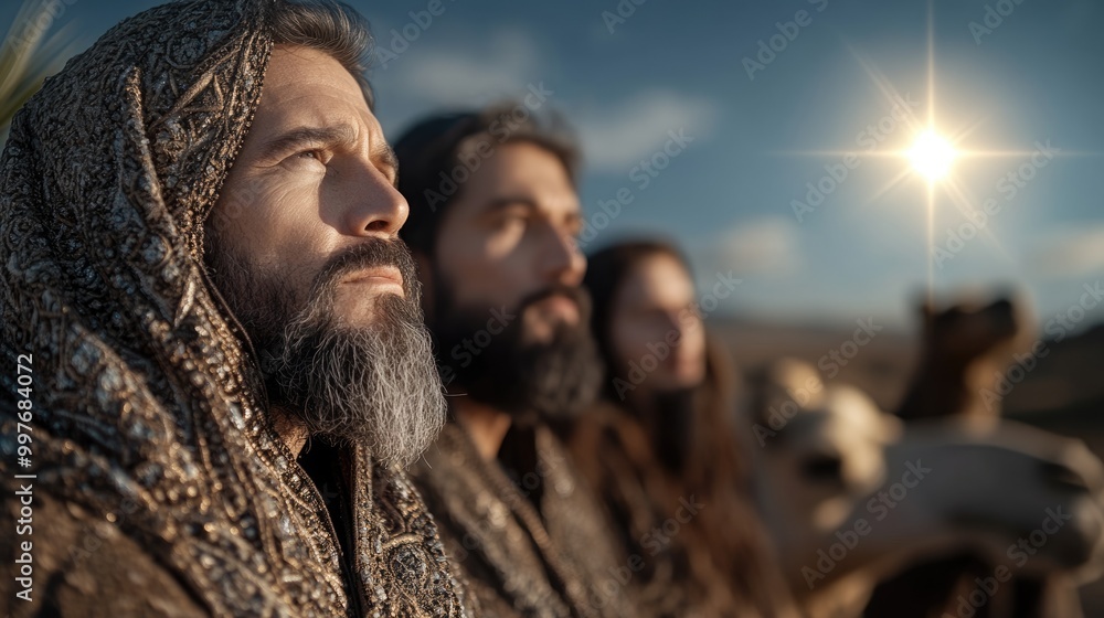 Royal visit: the three wise men journeying to honor the newborn king ...