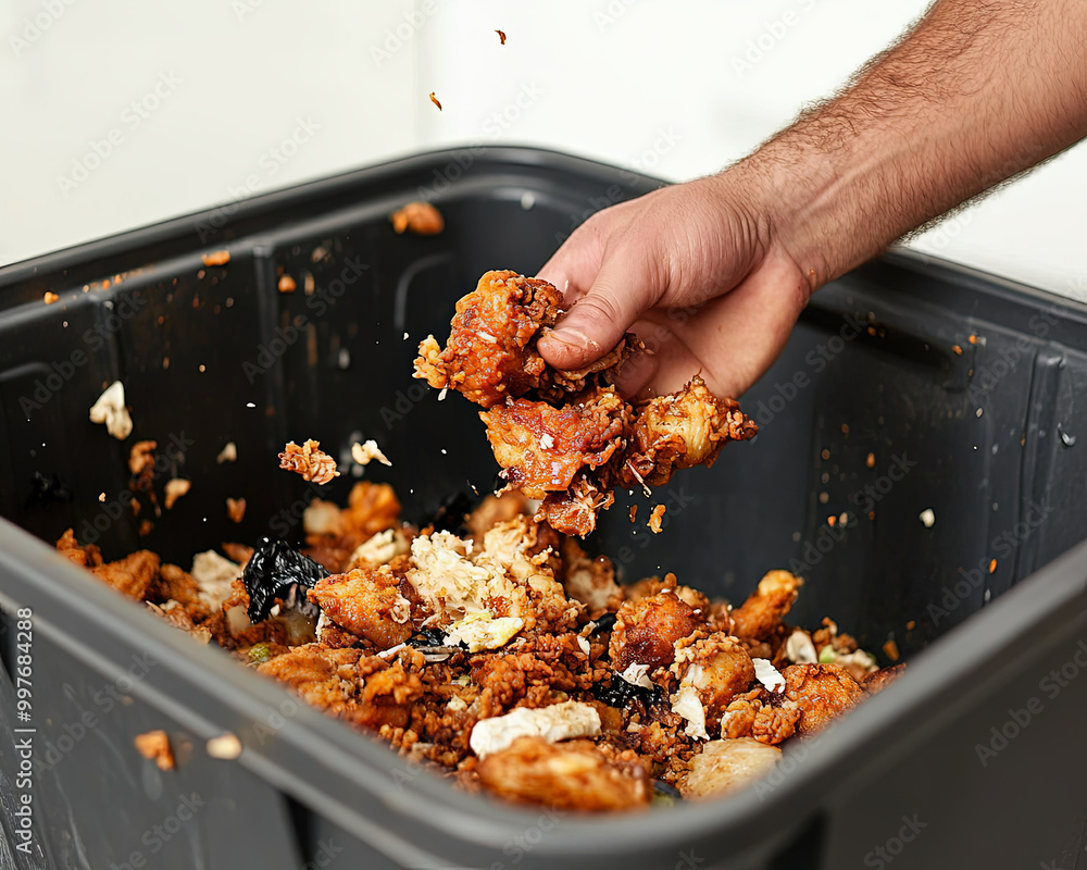Discarding food scraps can be messy process, as seen in this image ...