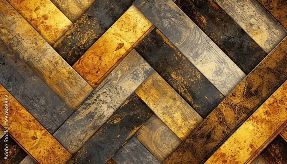 A detailed view of intricate parquet wood flooring featuring a complex ...