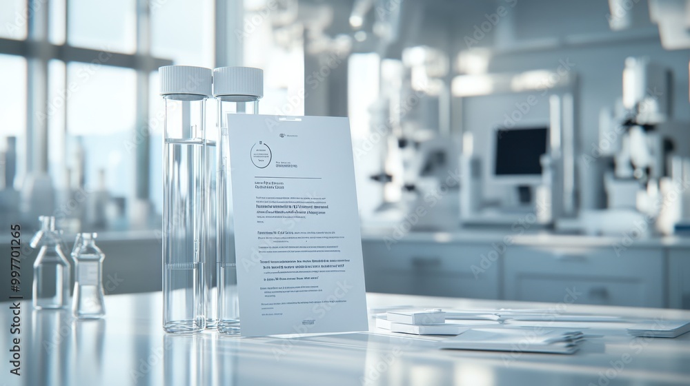 Elegant flyer design in InDesign on a white science laboratory ...