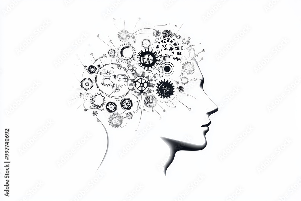 The Mind's Machinery: Gears and Cogs of Thought - A simple line drawing ...