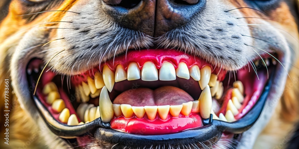 A close-up comparison of canine teeth reveals significant dental ...