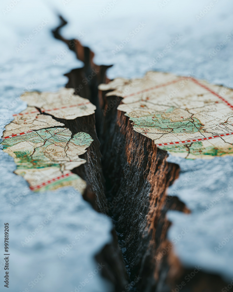 A crack in earth reveals hidden map, linking two distinct areas. This ...