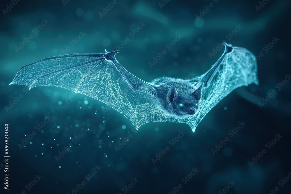 Mystical Bat Flight: A mesmerizing digital illustration of a bat ...