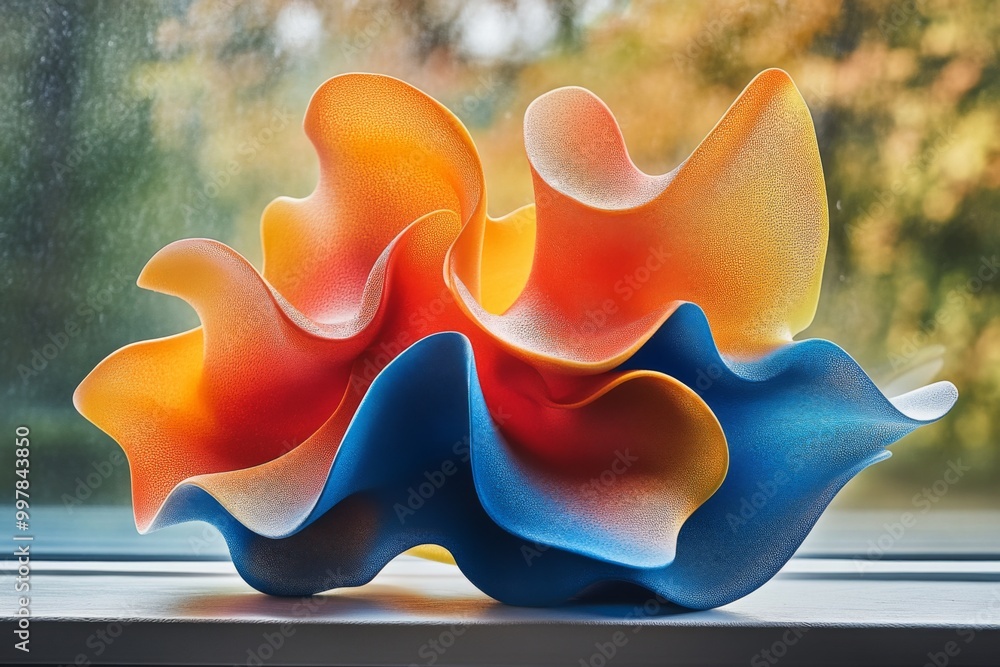 Photograph colorful sculpture window sill made up multiple A floating ...