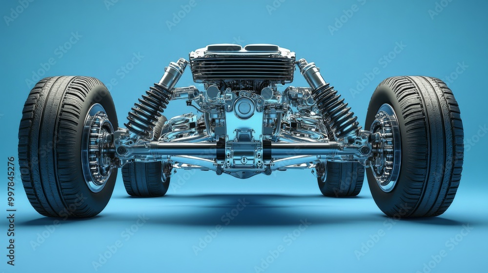 Suspension system car specifically front is 3D Detailed Cross-Section ...