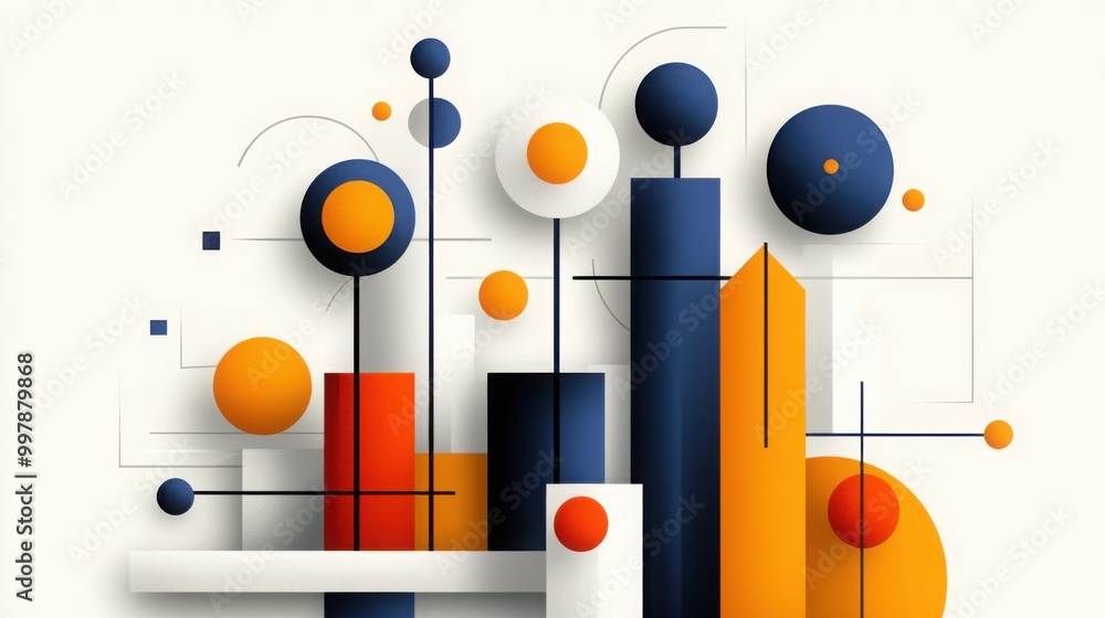 Abstract Factories Linked By A Hub In A Minimal Color Palette Symbolizing Efficient