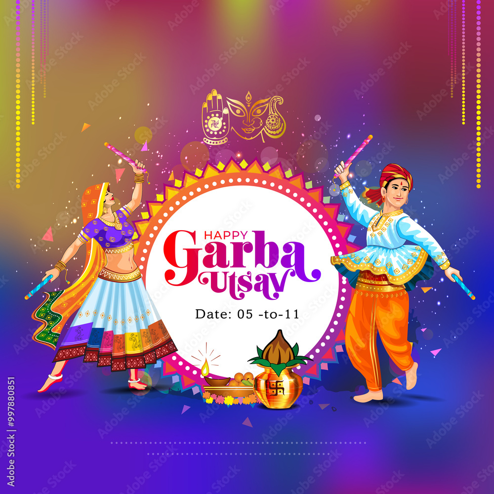Festive celebration background for Garba utsav dandiya dance during ...