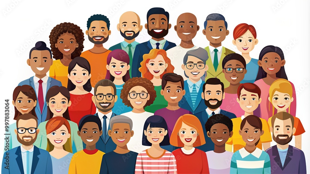 Small, colorful, and diverse icons of people with different skin tones ...