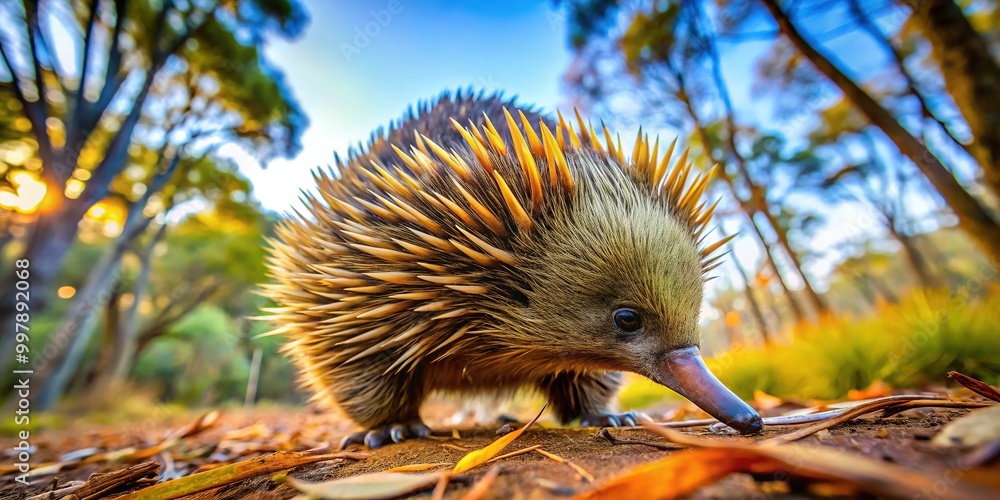 Captivating Close-Up of a Native Echidna foraging in the Australian ...