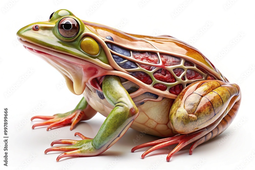 Detailed Anatomy of a Frog Showing Internal Organs for Educational and ...