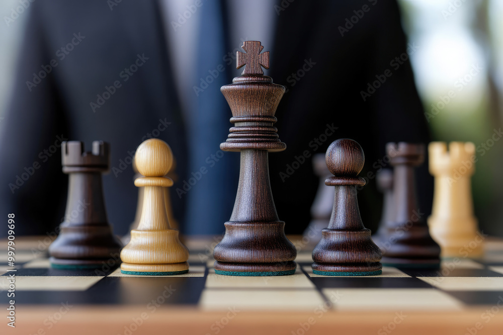 Strategic Business Meeting with Chess Pieces, a creative depiction of ...