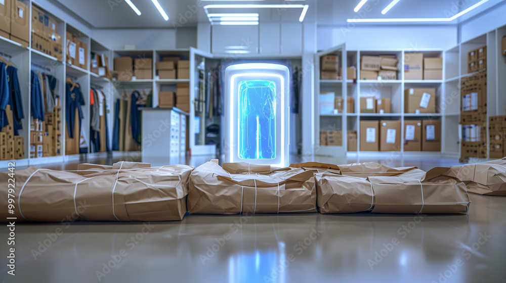 Innovative post office with a teleport for delivering parcels ...