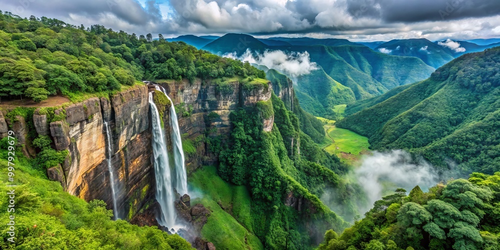 Cherrapunjee's breathtaking landscape in Meghalaya during monsoon ...