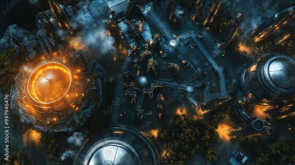 Alien City Battle Map for Sci-Fi DnD, Top-Down Tabletop Role-Playing ...