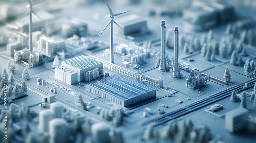 Architectural blueprint of contemporary office building with detailed ...