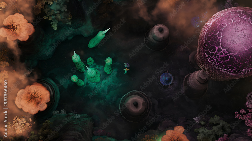 Alien Temple Battle Map for Sci-Fi DnD, Top-Down Tabletop Role-Playing ...