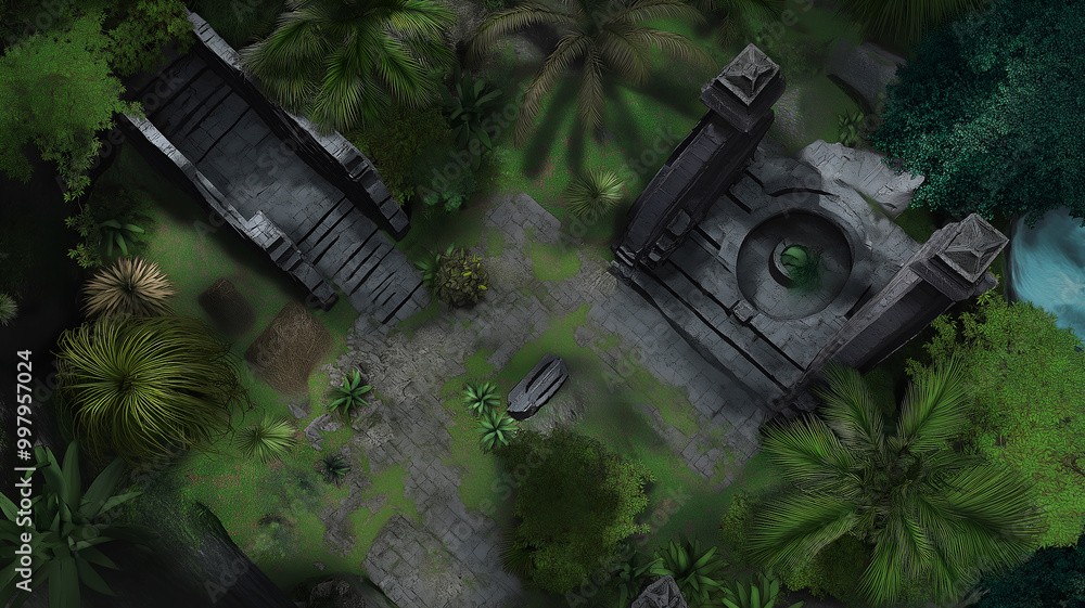 Póster Alien Temple Battle Map for Sci-Fi DnD, Top-Down Tabletop Role ...