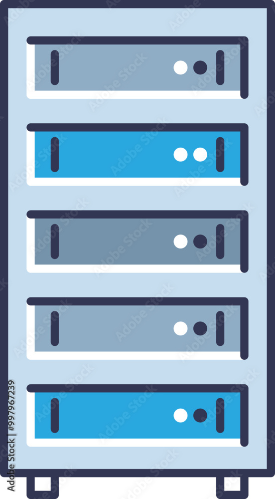 Illustration of a server rack with multiple server units, representing ...