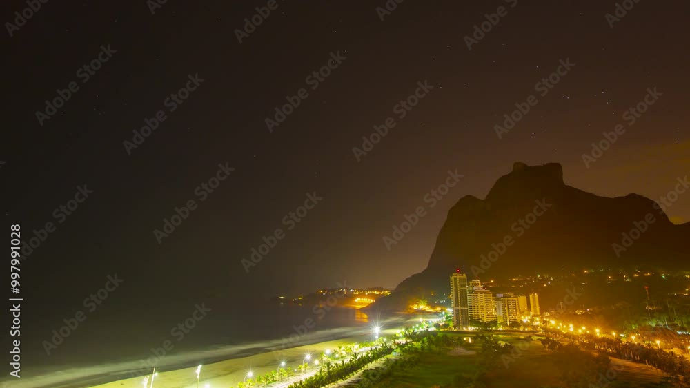 amazing nightlife and illuminated cityscape of Santos Brazil where ...