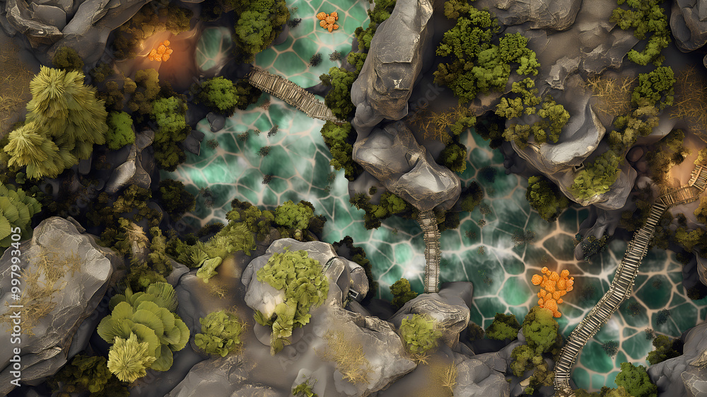 Mountainous Terrain Battle Map for Sci-Fi DnD, Top-Down Tabletop Role ...