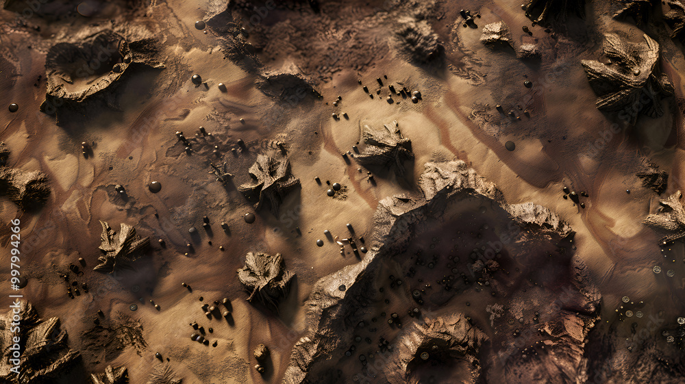 ภาพประกอบสต็อก Mountainous Terrain Battle Map for Sci-Fi DnD, Top-Down ...
