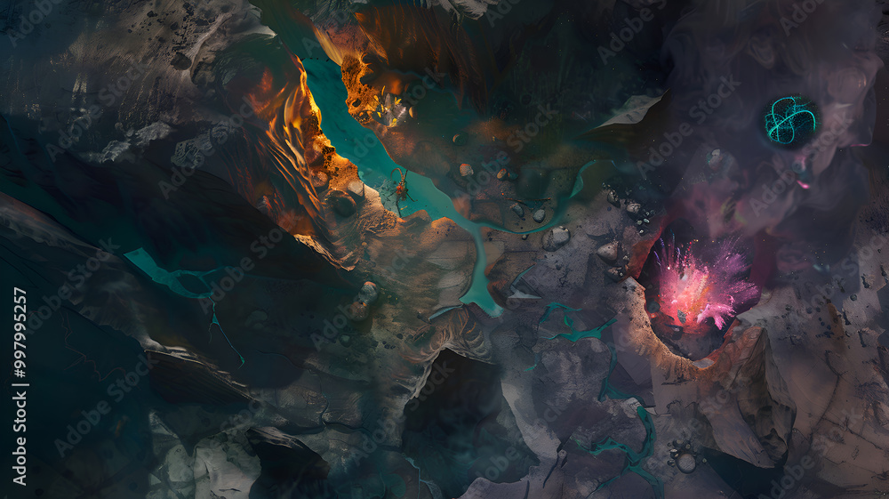 Mountainous Terrain Battle Map for Sci-Fi DnD, Top-Down Tabletop Role ...