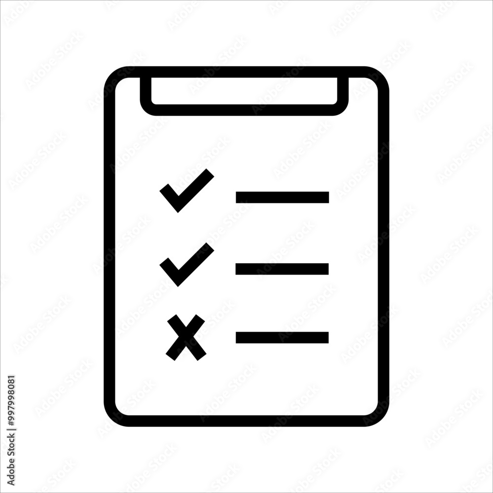 Checklist icon, two checkmarks and one cross, clipboard design, task ...