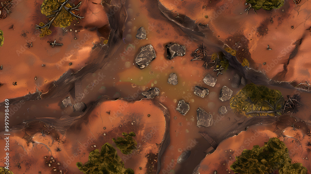 Mountainous Terrain Battle Map for Sci-Fi DnD, Top-Down Tabletop Role ...