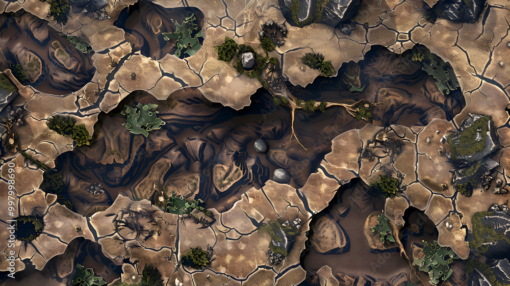 Mountainous Terrain Battle Map for Sci-Fi DnD, Top-Down Tabletop Role ...