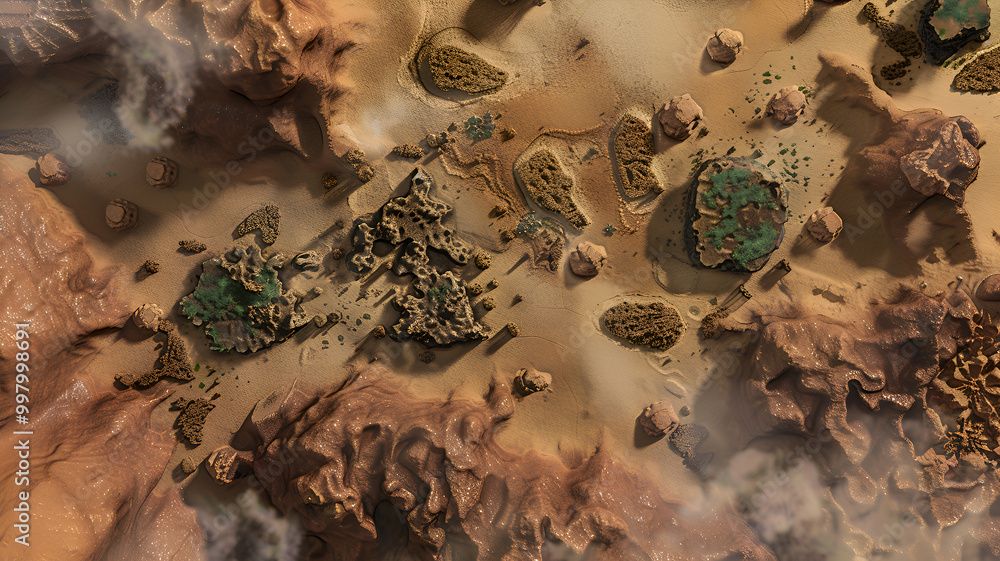 Mountainous Terrain Battle Map for Sci-Fi DnD, Top-Down Tabletop Role ...
