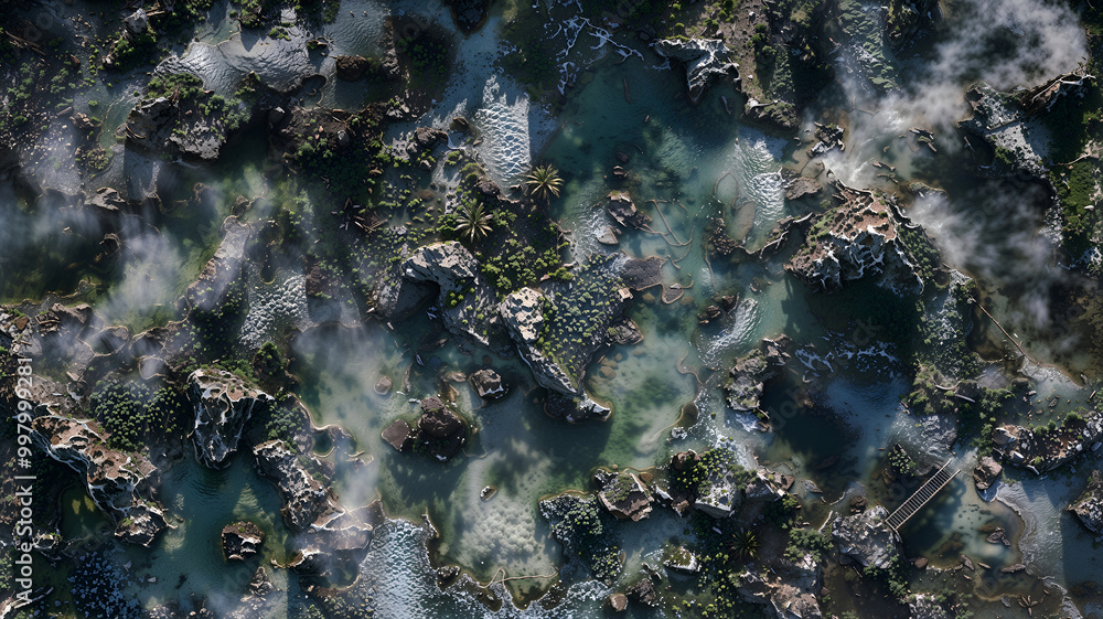 Mountainous Terrain Battle Map for Sci-Fi DnD, Top-Down Tabletop Role ...