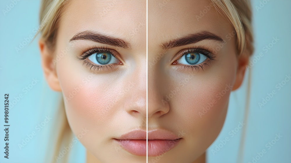 Before-and-after Botox effects on frown lines, emphasizing smooth skin ...