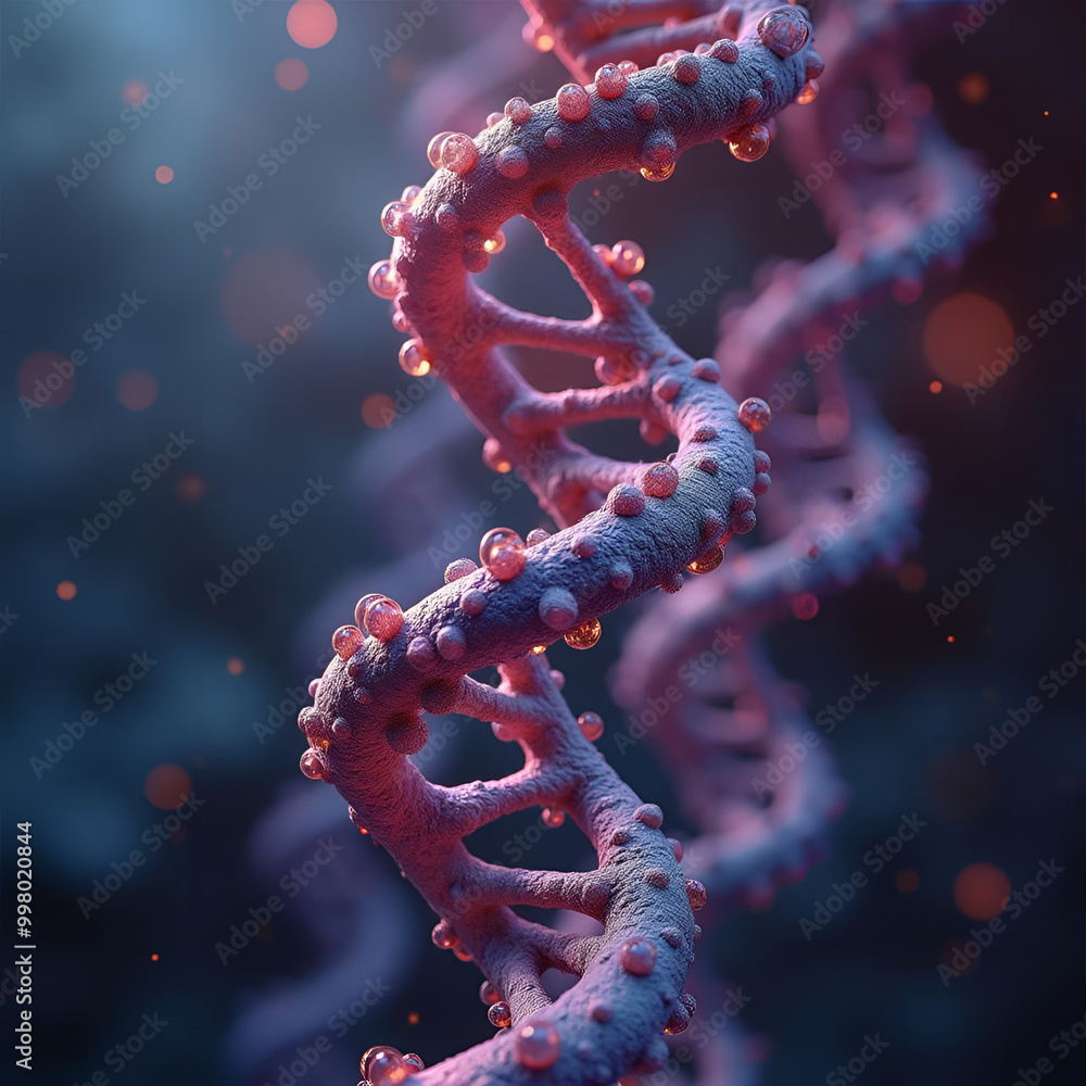 3D DNA Helix Rendering in Hyper realistic Detail with Vibrant Colors ...