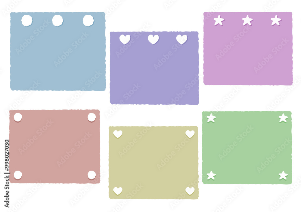 Set of paper notes on stickers digital download. Pastel notepapers or ...