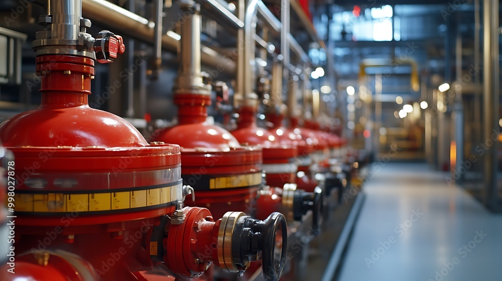 A detailed view of an automated fire suppression system in an oil ...