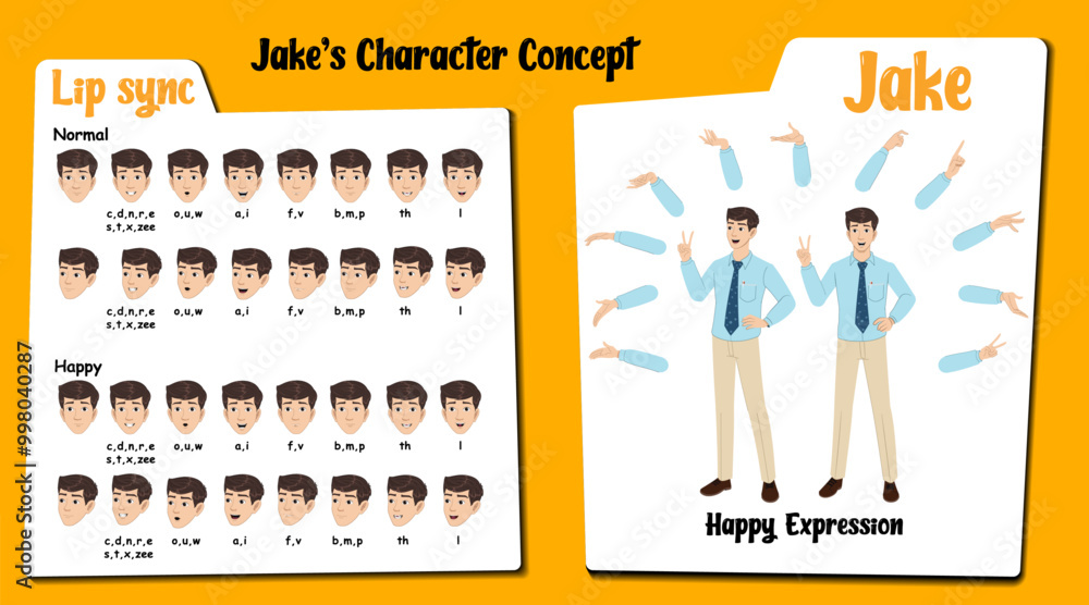 Happy male employee cartoon character AKA Jake, men wearing an office ...