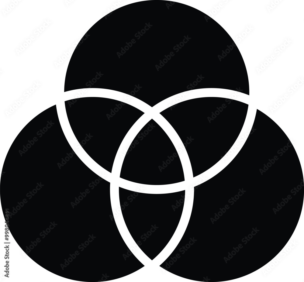 Venn diagram three overlapping circles chart icon. Logic diagram with ...