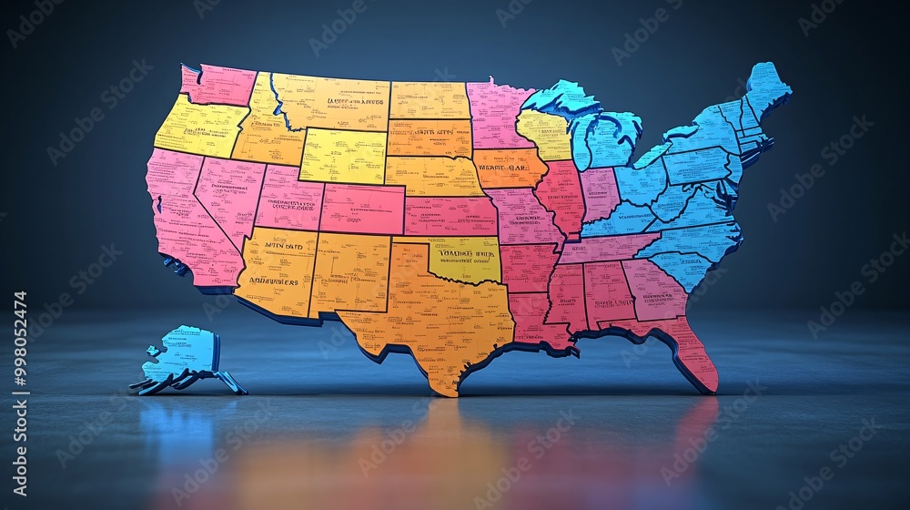A map of the United States with highlighted states and electoral vote ...