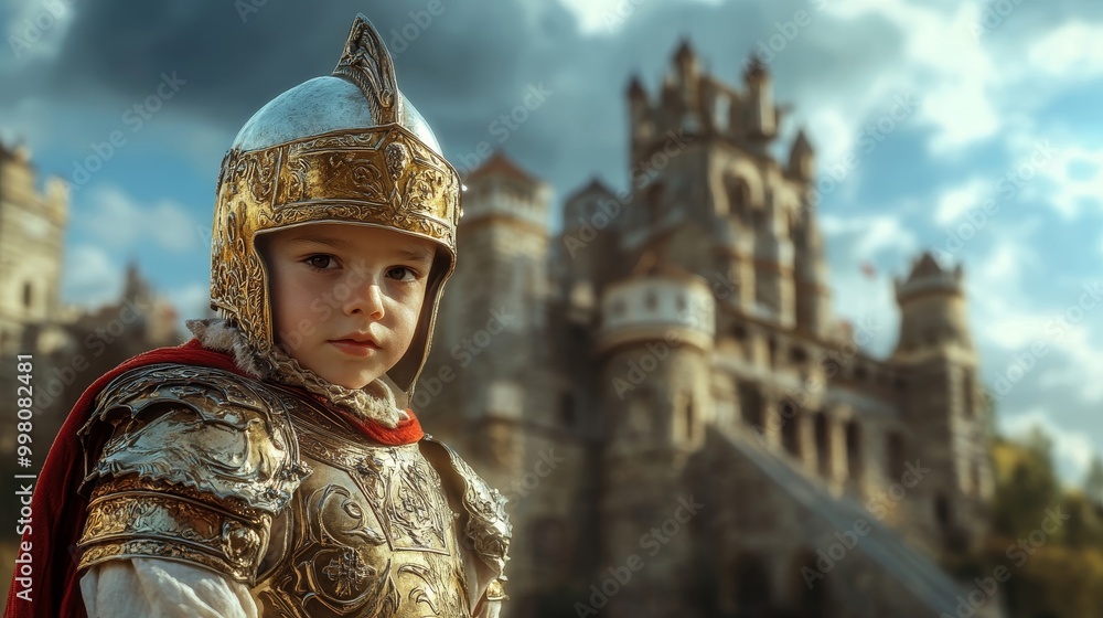Brave Turkish Boy in Authentic Medieval Knight Armor Standing in Front ...