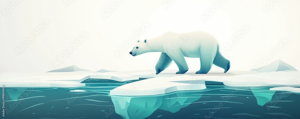 Polar bear on floating ice in North Pole with Polar bear on an ice floe ...