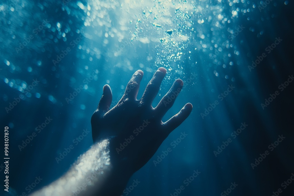 The concept of hopeless drowning hand underwater danger help accident ...