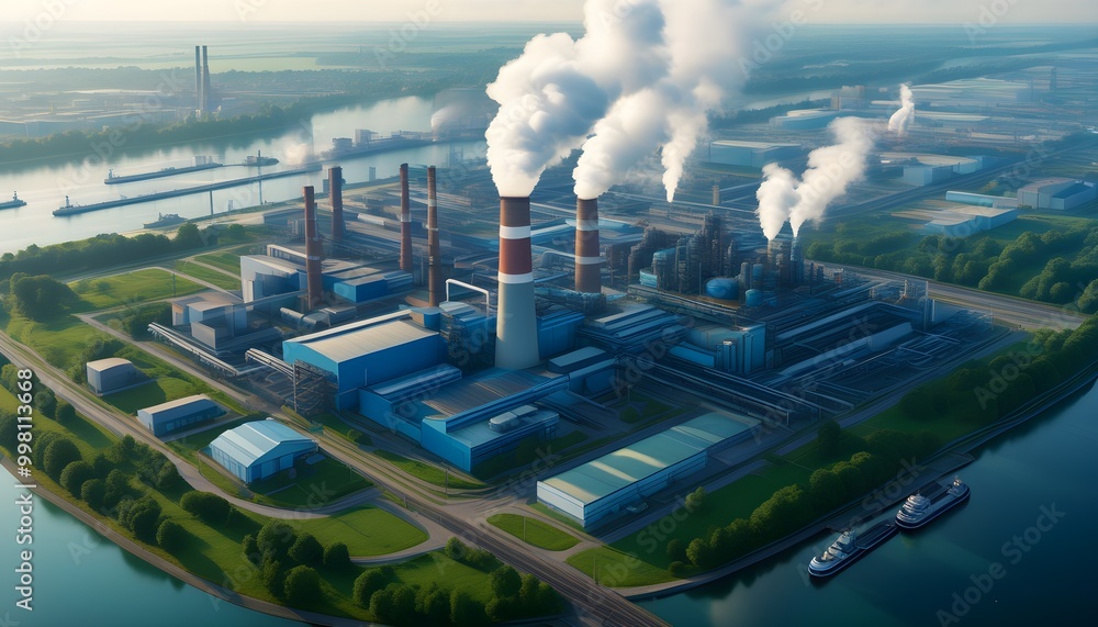modern industrial factory 3D visualization showcasing manufacturing ...