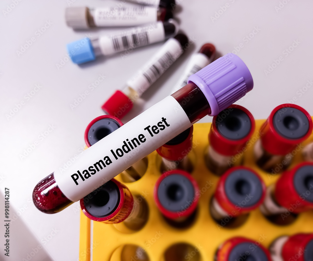 Blood sample for Iodine test. diagnosis of iodine deficiency or excess ...