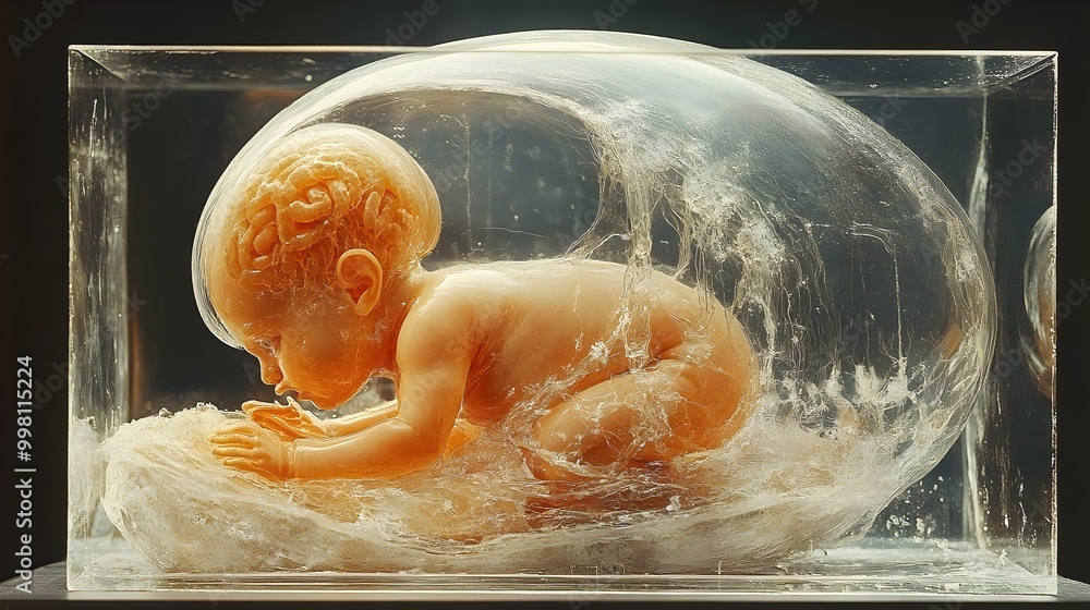 Cross Sectional View of Womb Illustrating Fetal Development Stages from ...