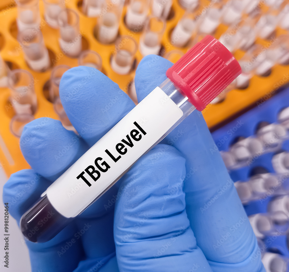 Blood sample for TBG (Thyroxine-binding globulin) test. Thyroid ...
