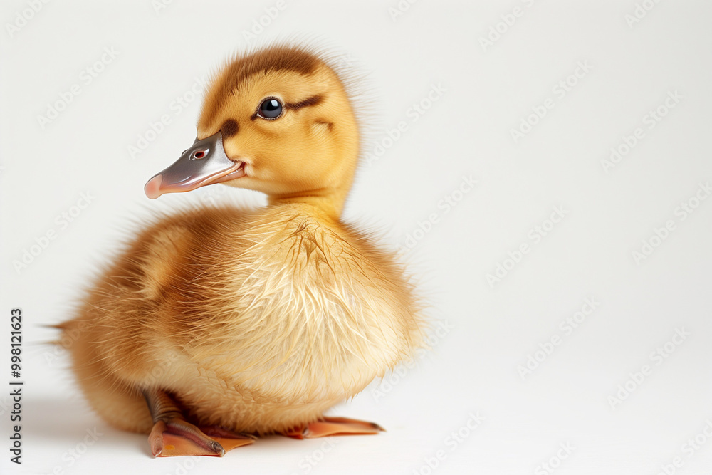 Duckling Sitting on a Plain Surface A fluffy yellow duckling sitting in ...