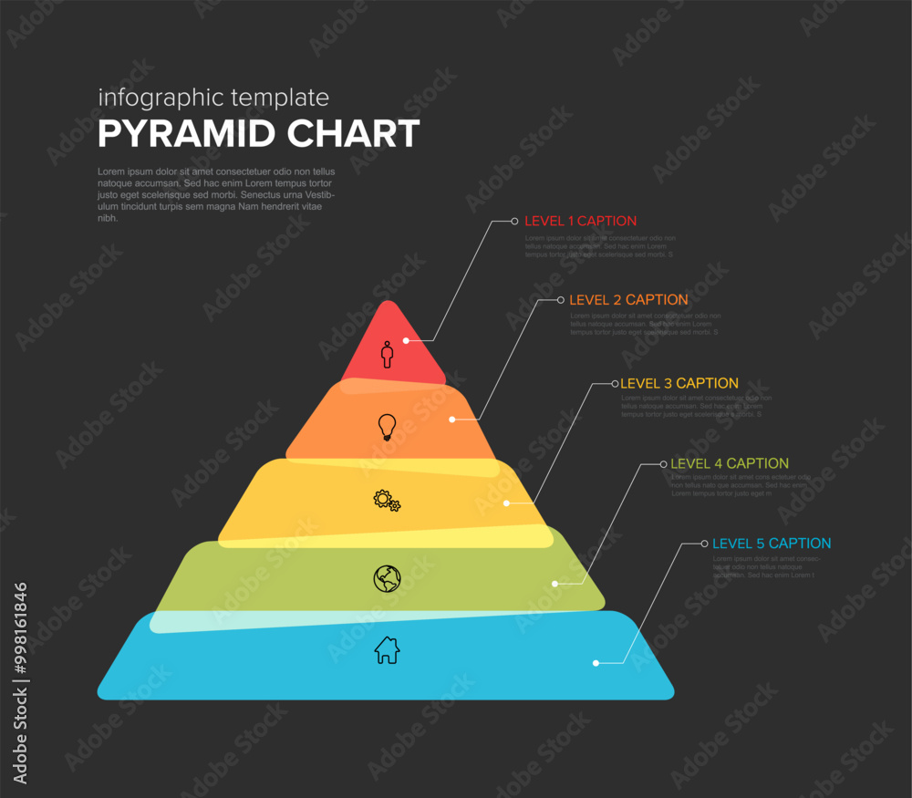 Vector Maslow Infographic stipe layers template with five levels ...