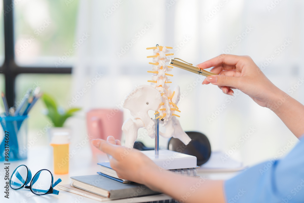 Understanding the Spine: A healthcare professional examines a detailed ...