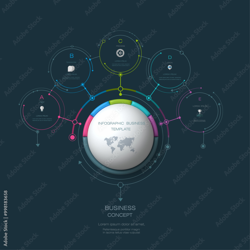 Vector Infographic 3D circle label design template with arrows sign and ...